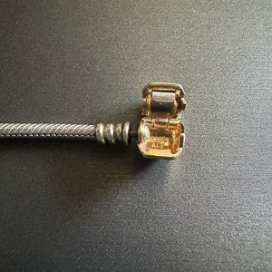 Pandora | Jewelry | Pandora Sterling Silver Bracelet With 4k Gold Snap ...